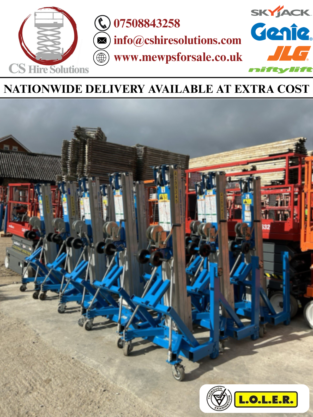 450kg SWL Genie SL10 Material Lift Access Hoist Lifting Forklift RSJ L ...