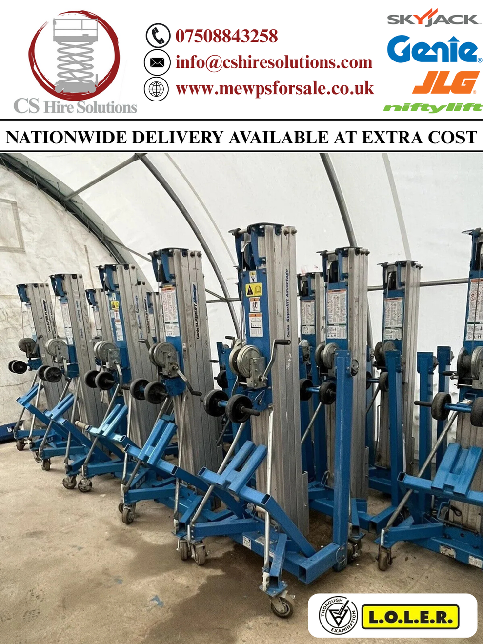 Genie SLA 15 Material Lift with LOLER Re-Roped RSJ Beam Lifter – Mewps ...